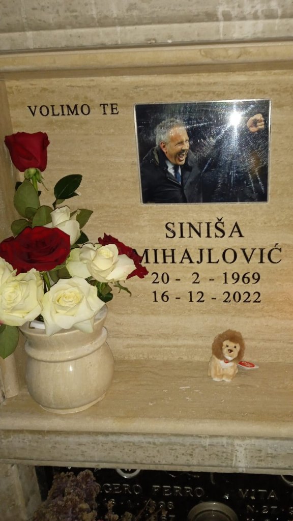 NA MIHINOM GROBU NA SRPSKOM ISPISANO - VOLIMO TE! Siniša na slici nasmejan sa stegnutom pesnicom ...