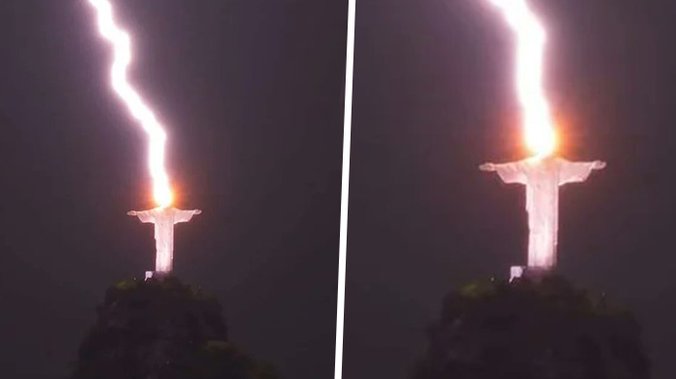 GORE DRUŠTVENE MREŽE ŠIROM SVETA: Munja pogodila statuu Isusa Hrista u ...