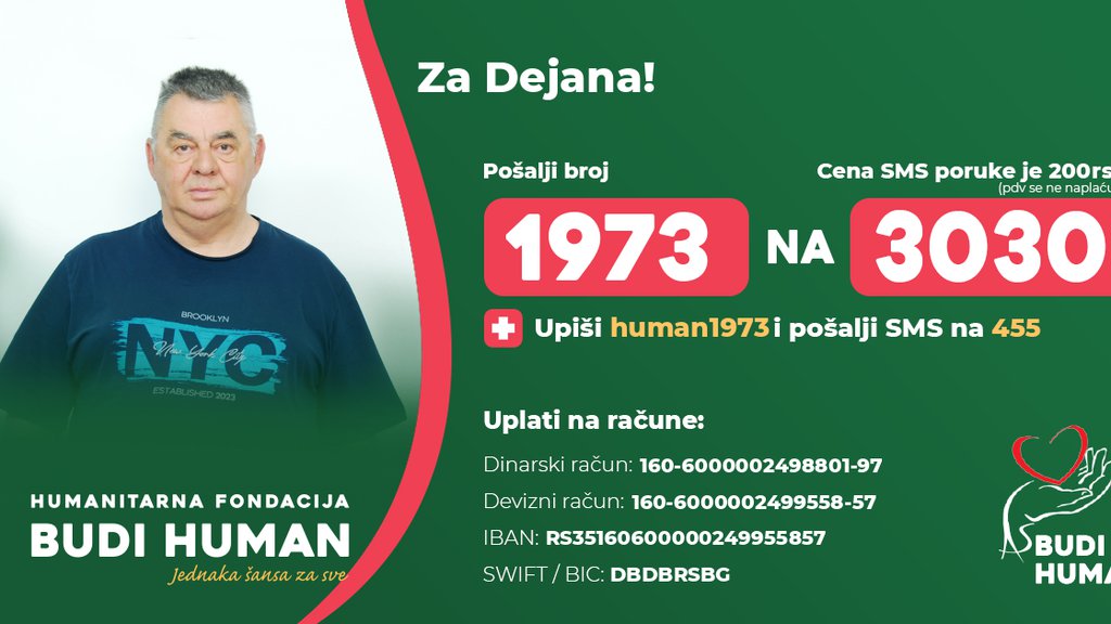Udružimo se u humanitarnoj misiji: Pošaljite 3030 na 1973 - Da Dejan ...